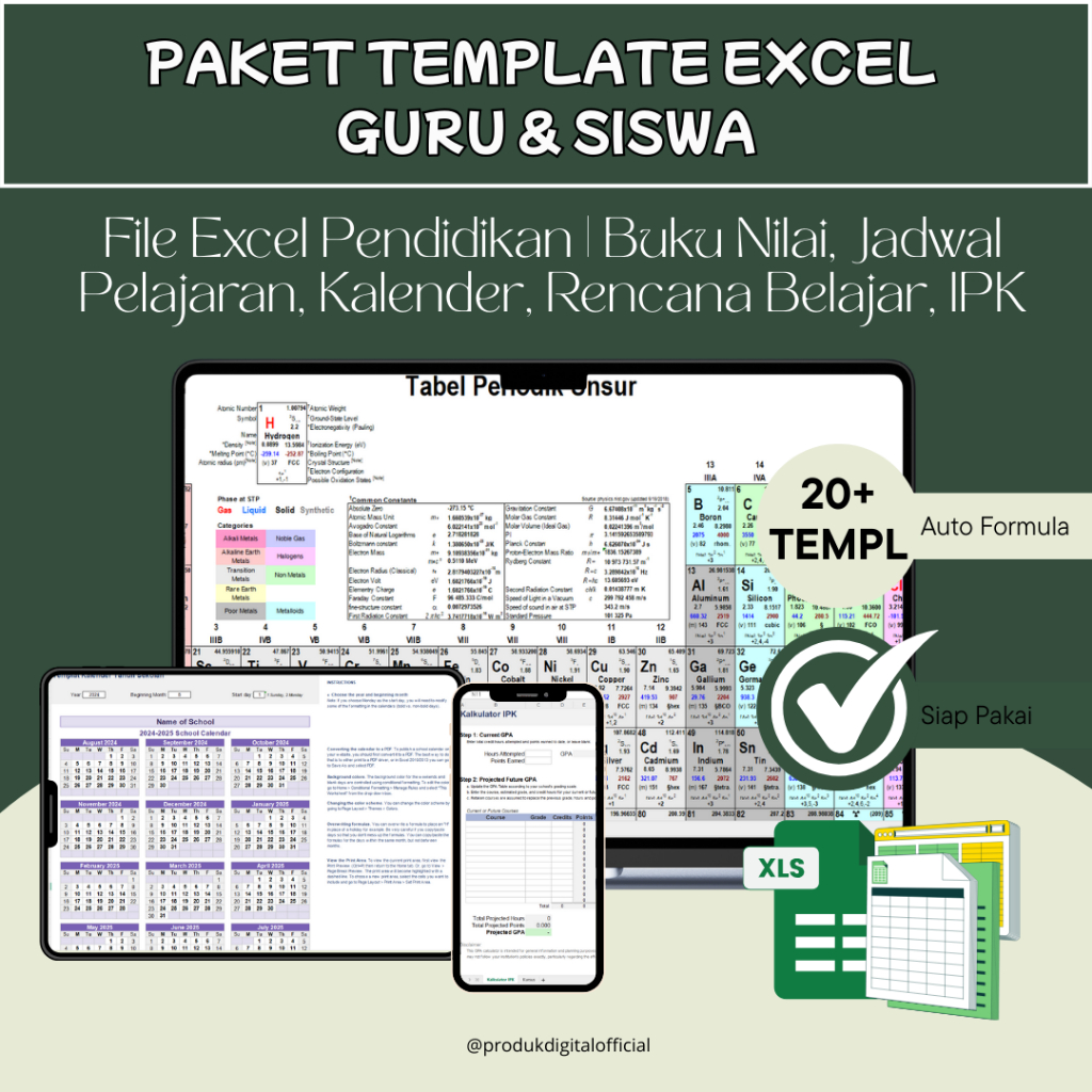 Jual PAKET TEMPLATE EXCEL GURU & SISWA – 20+ File Excel Pendidikan ...