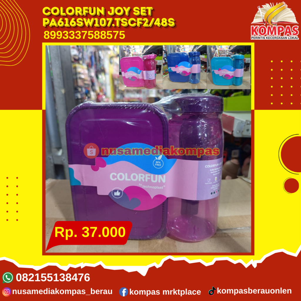 Jual COLORFUN JOY SET TECHNOPLAST BOTOL MINUM DAN LUNCHBOX | Shopee ...
