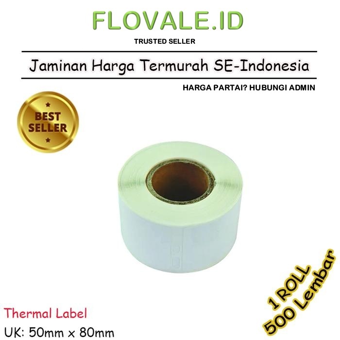 Jual LABEL THERMAL [50 x 80] KERTAS STICKER BARCODE 50x80 mm (500 Pcs ...