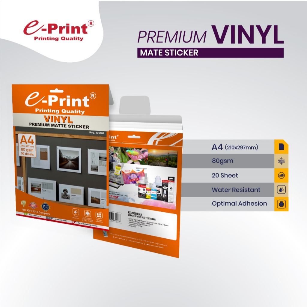 Jual e-Print Stiker Vinyl Matte Premium Sticker Matte Vinyl A4 100gsm ...