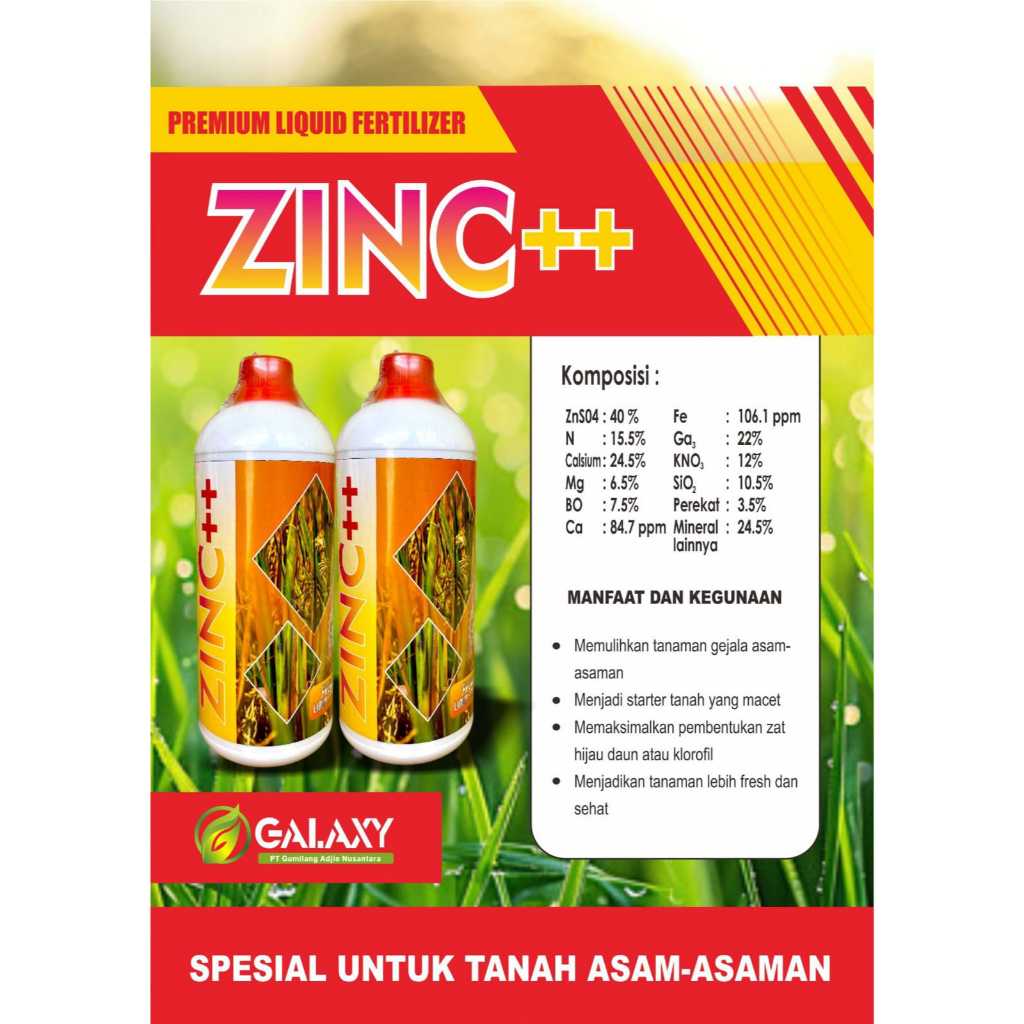 Jual Pupuk ZINC Plus ZPT Penyubur Tanaman 1 liter Galaxy Cegah Asam ...