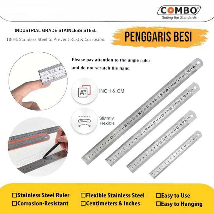 Jual Penggaris besi / Stainless steel ruler / 100 cm Combo ( 1 meter ) | Shopee Indonesia