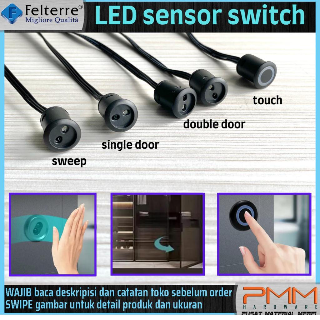 Jual led sensor switch FELTERRE | saklar lampu led hand swipe hitam ...
