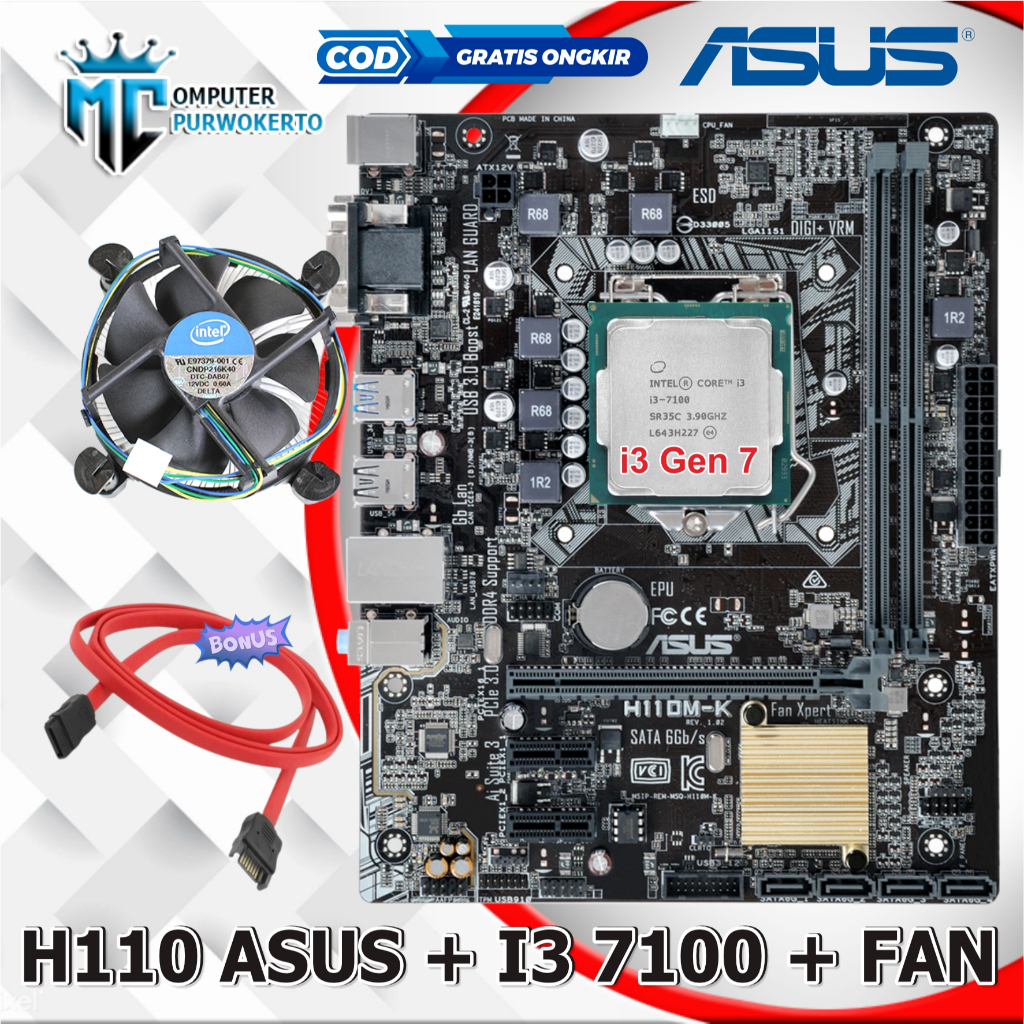 Jual Motherboard Mainboard H110 + Processor i3 7100 + Fan | Shopee Indonesia