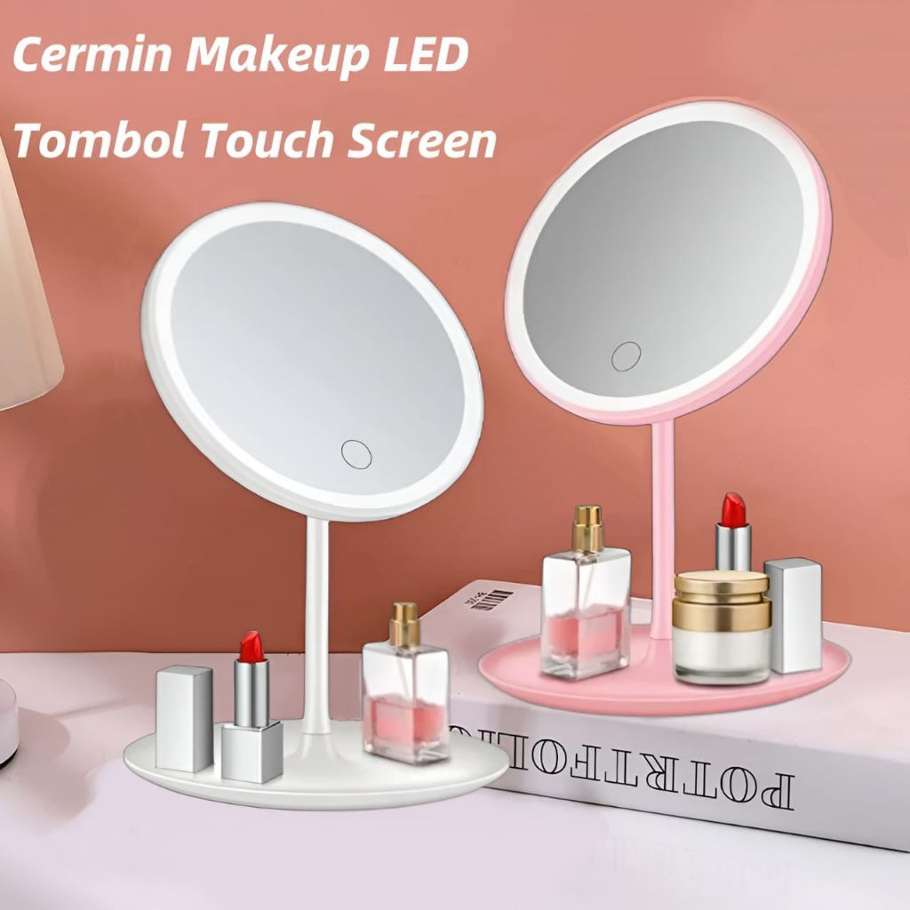 Jual Cermin Makeup Mirror LED Light Tombol Touch Screen Aesthetics ...