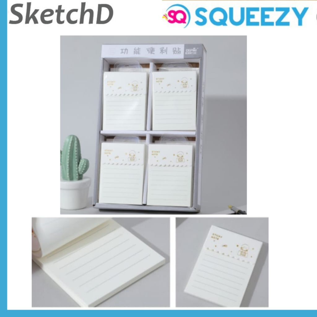 Jual Kertas Memo Tempel Putih Bergaris 76 x 102 mm Squeezy Lined Sticky ...