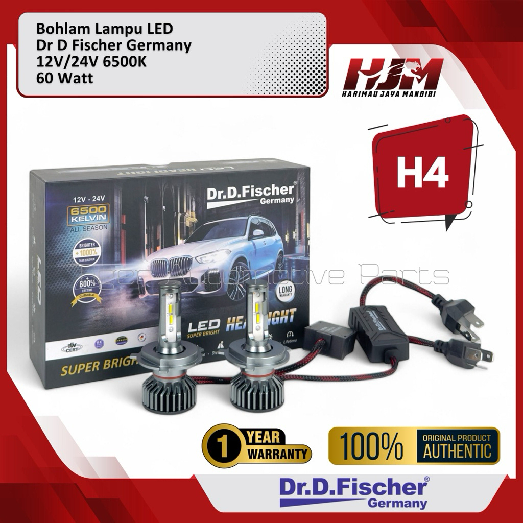 Jual Bohlam Lampu LED Dr D Fischer Germany 12V 24V 6500K 60W H4 H11 HB3 ...