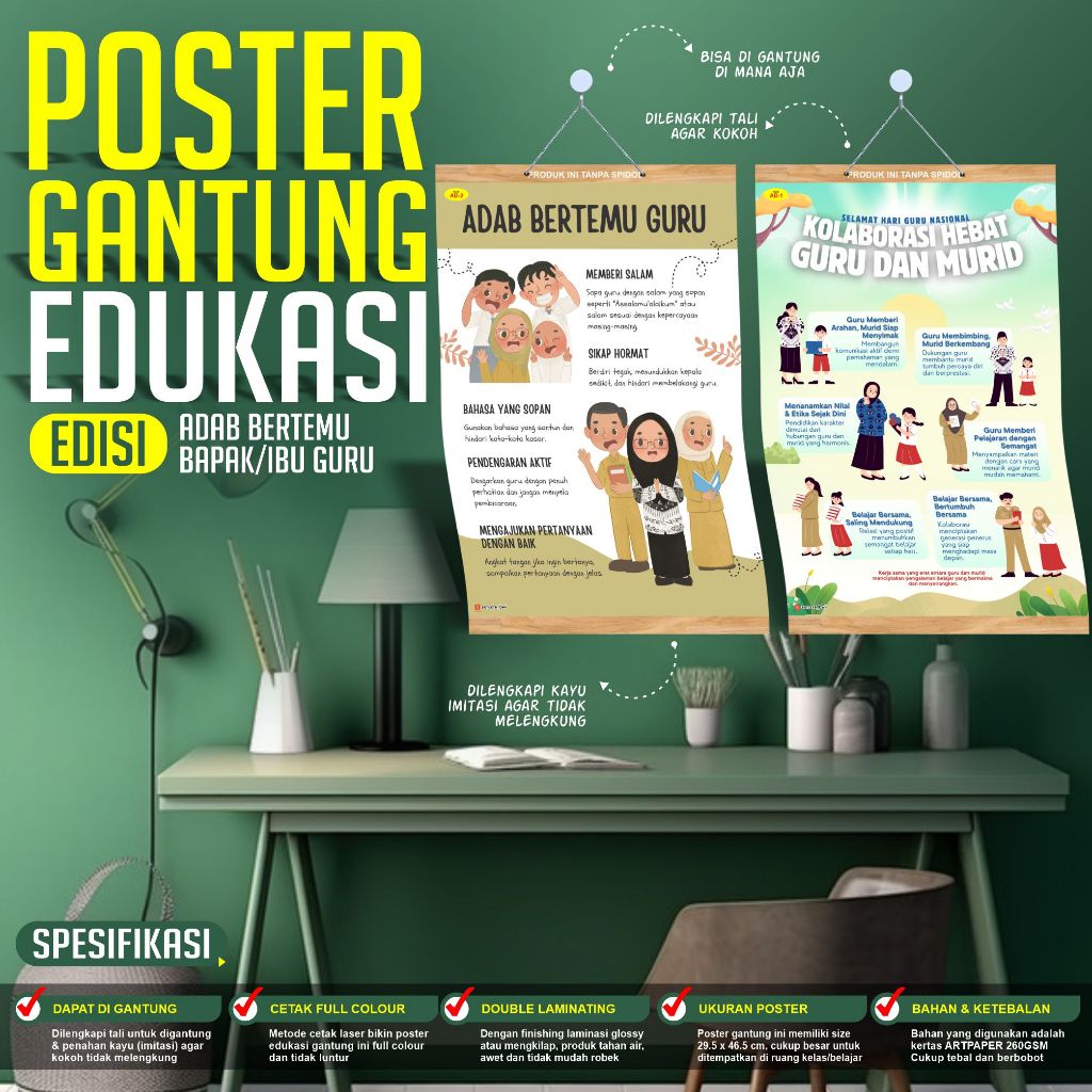 Jual Poster edukasi gantung, poster adab kepada guru | Shopee Indonesia