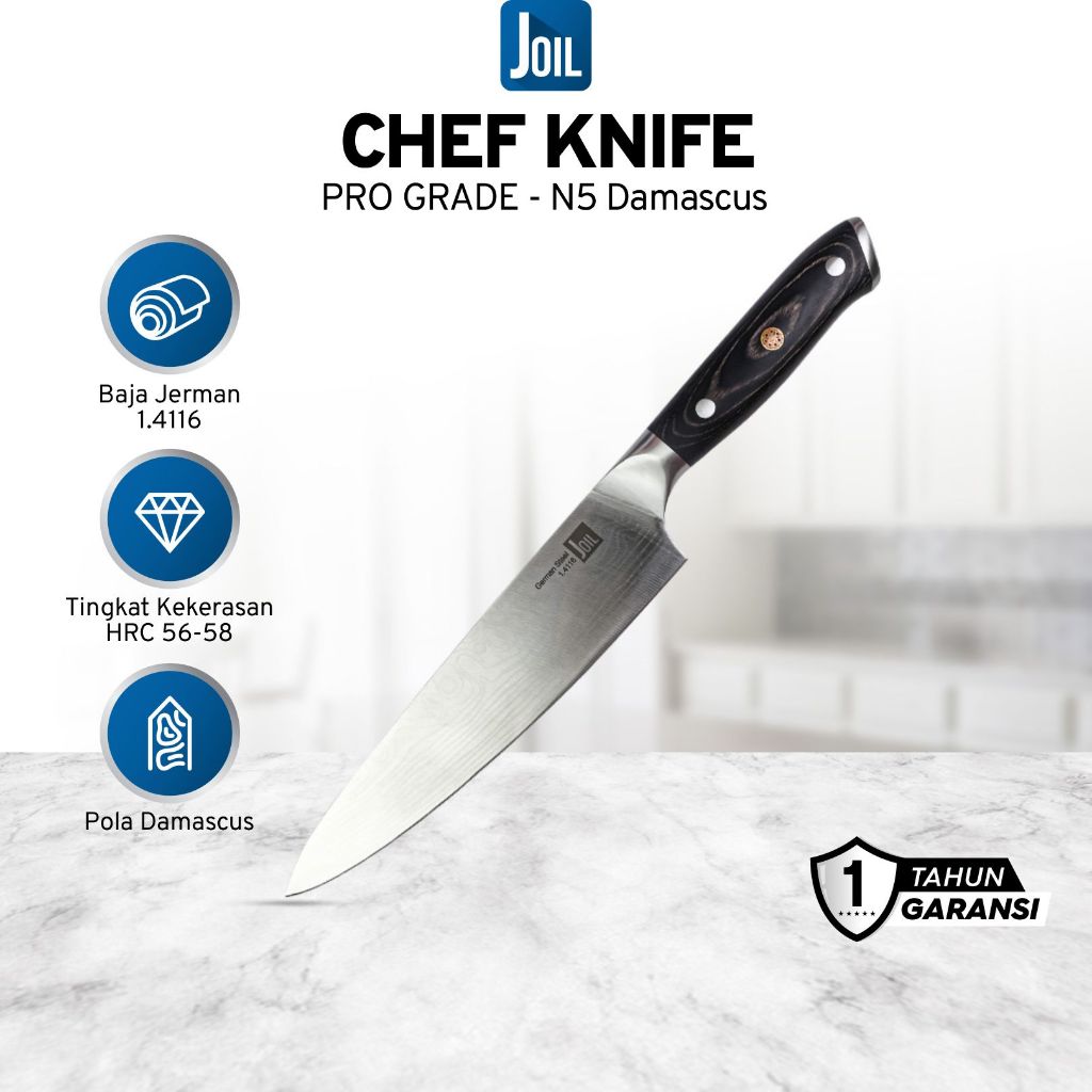 Jual Joil Pisau Dapur Chef Knife Germany Steel N5-Damascus | Shopee ...