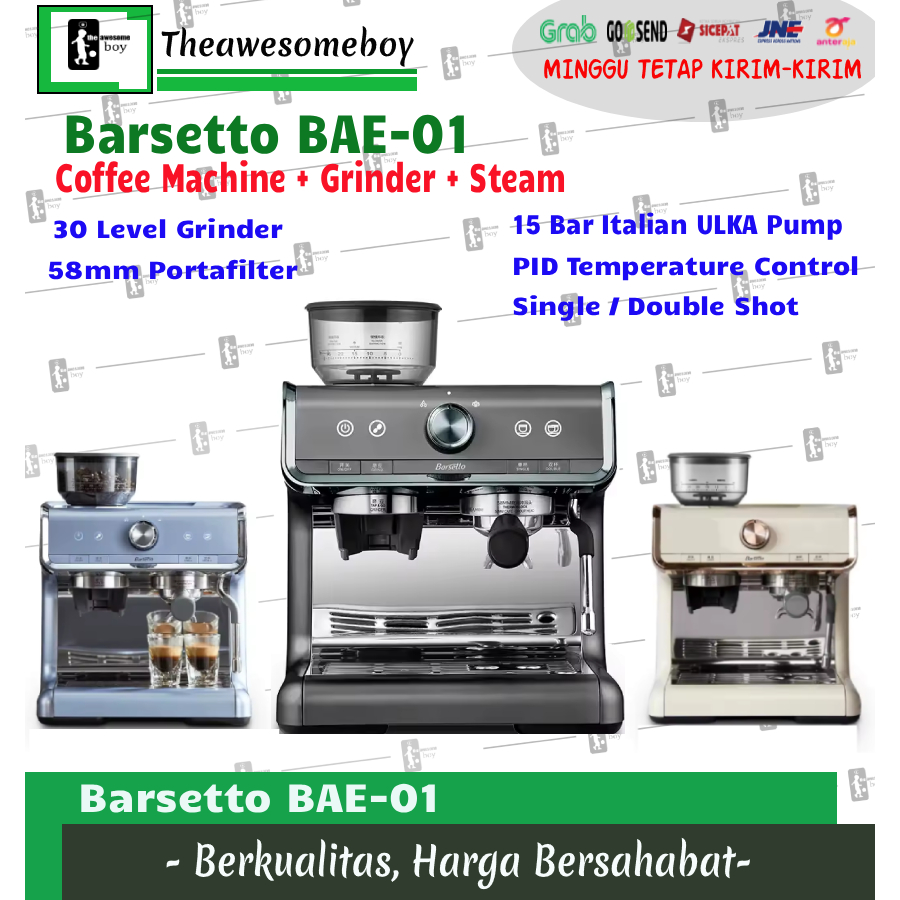 Jual Italian Barsetto BAE01 Espresso Coffee Machine With Grinder 15 Bar ...