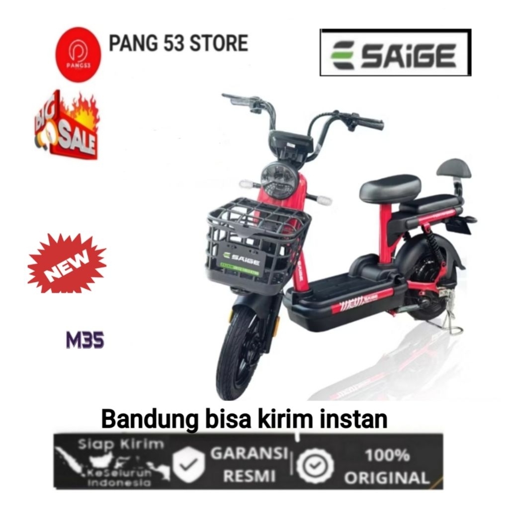 Jual Sepeda Listrik SAIGE M35 500 Watt tahan air rangka kokoh 48V/12Ah ...