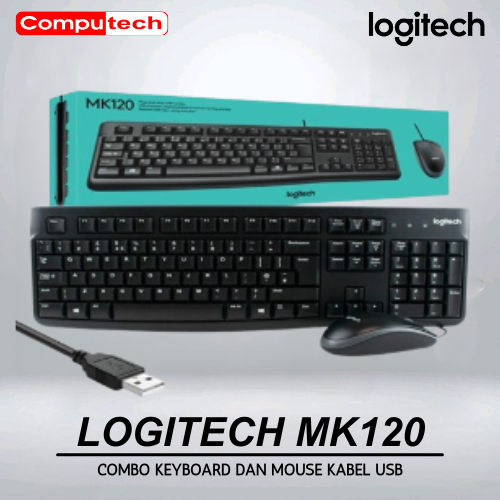 Jual Logitech MK120 Combo Keyboard dan Mouse Kabel USB MK 120 | Shopee Indonesia