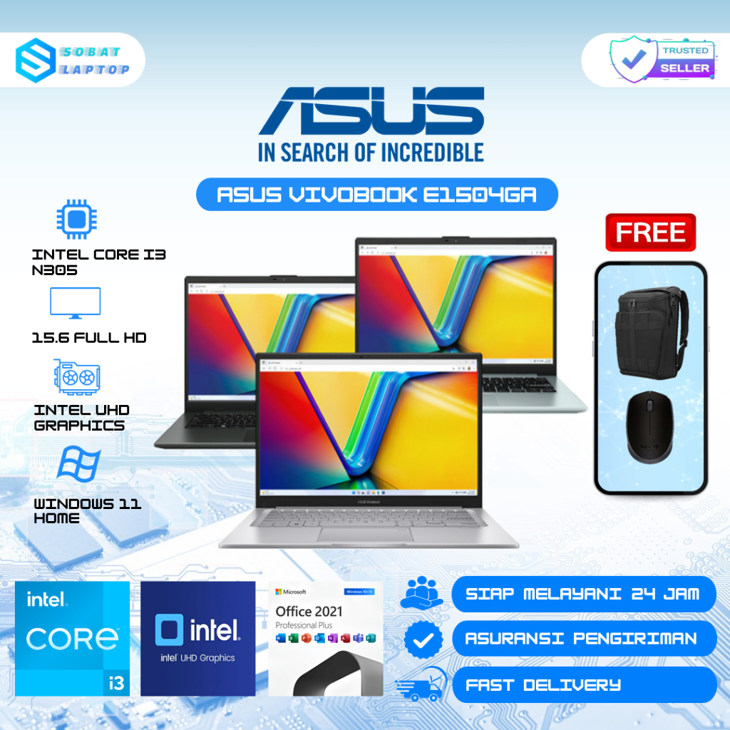 Jual ASUS Laptop Vivobook Go 15 E1504GA Intel Core i3 N305 8GB 256GB ...