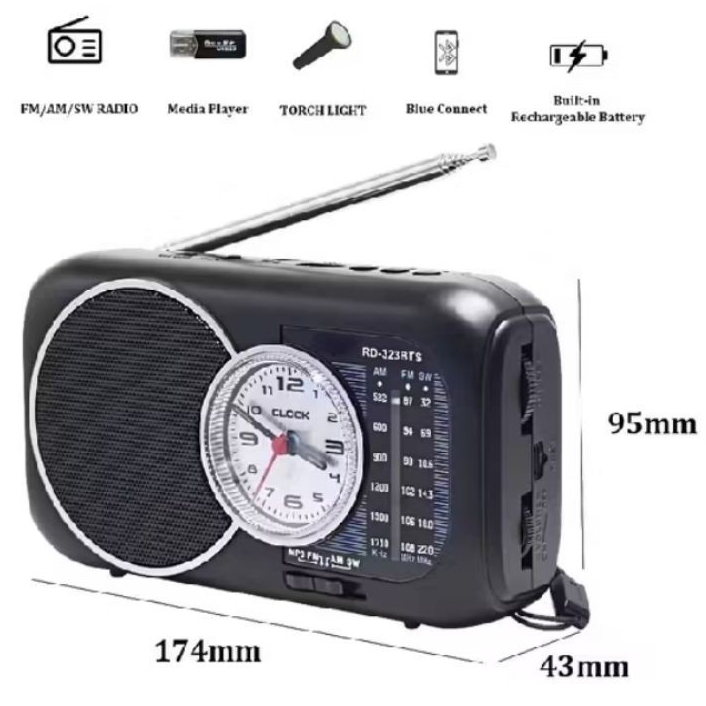 Jual NEW!!!Radio Speaker Jam Senter AUX Fleco F-323B Radio Speaker FM ...