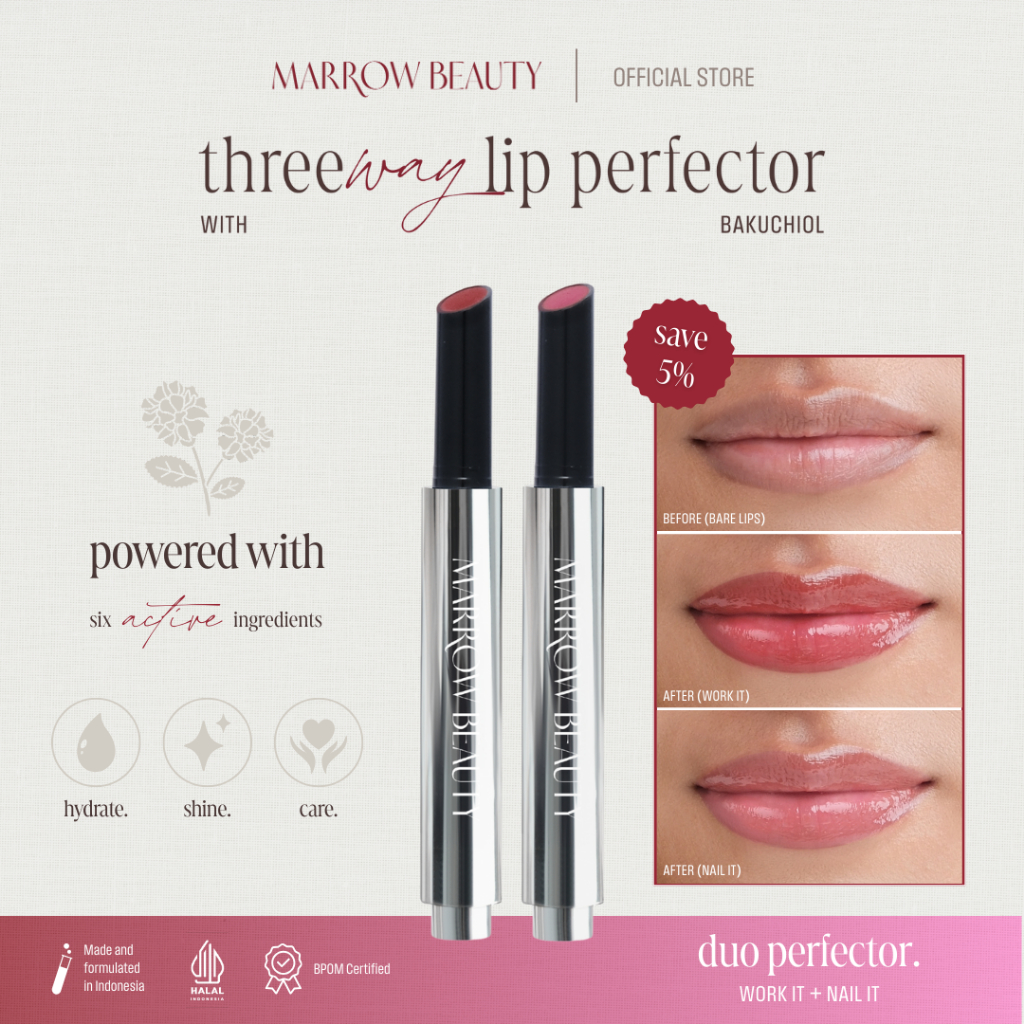Jual [DUO PERFECTOR - Set A] Marrow Beauty Threeway Lip Perfector with ...