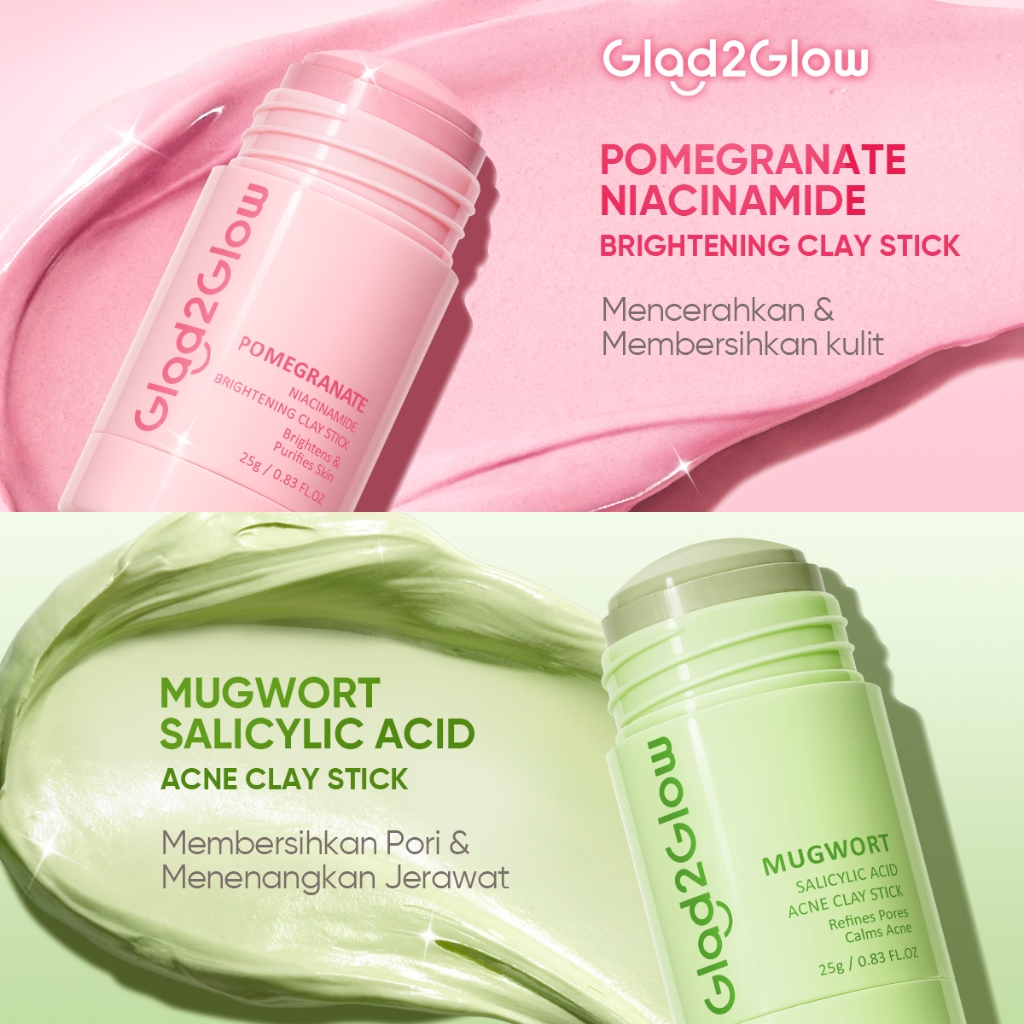Jual [100%ORI] Masker Glad2Glow All Series Niacinamide Brightening Clay Stick Cleansing Masker ...