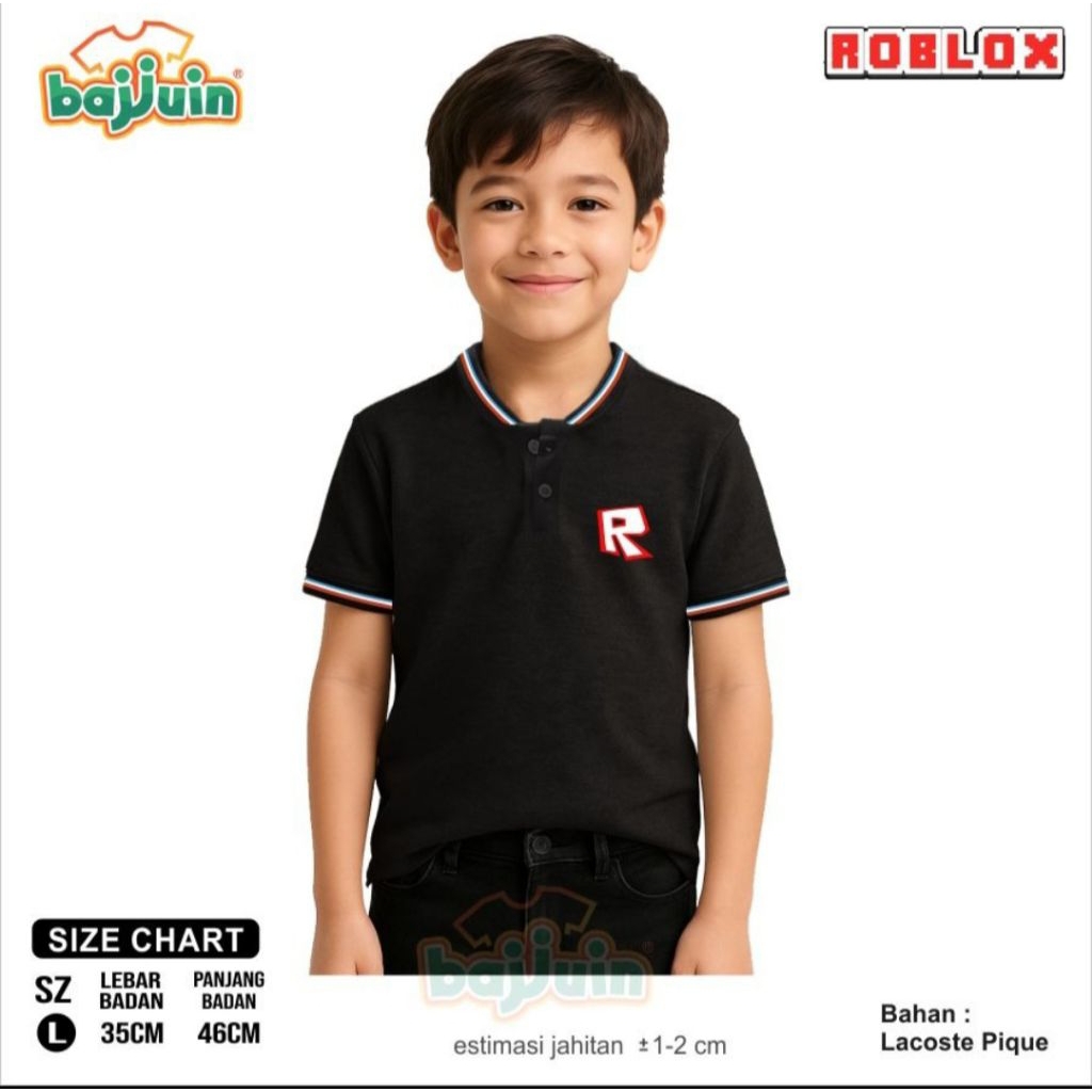 Jual Polo T-shirt Lacoste Anak Roblox Bahan Lacoste PQ Usia 6-7 Tahun ...