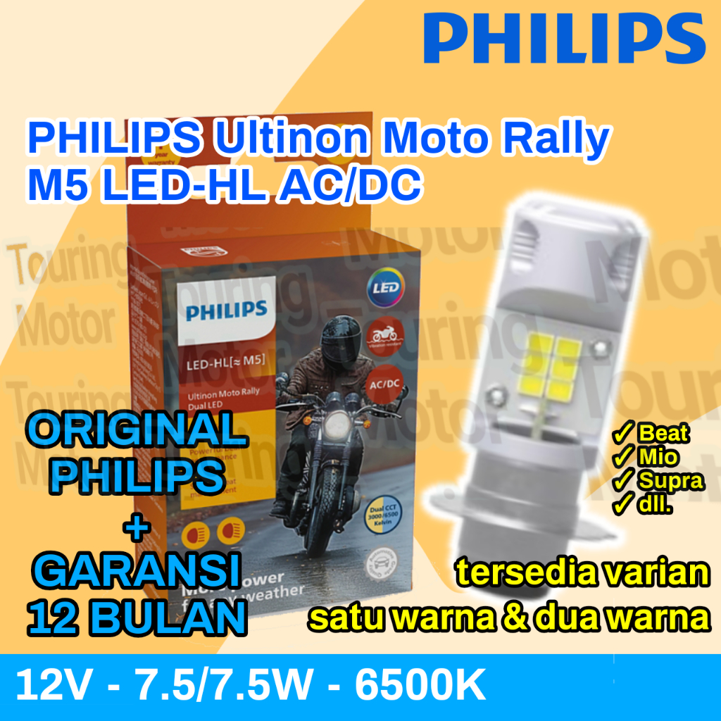 Jual Lampu Depan LED Motor PHILIPS ULTINON MOTO RALLY UMR | M5 H6 T19 ...
