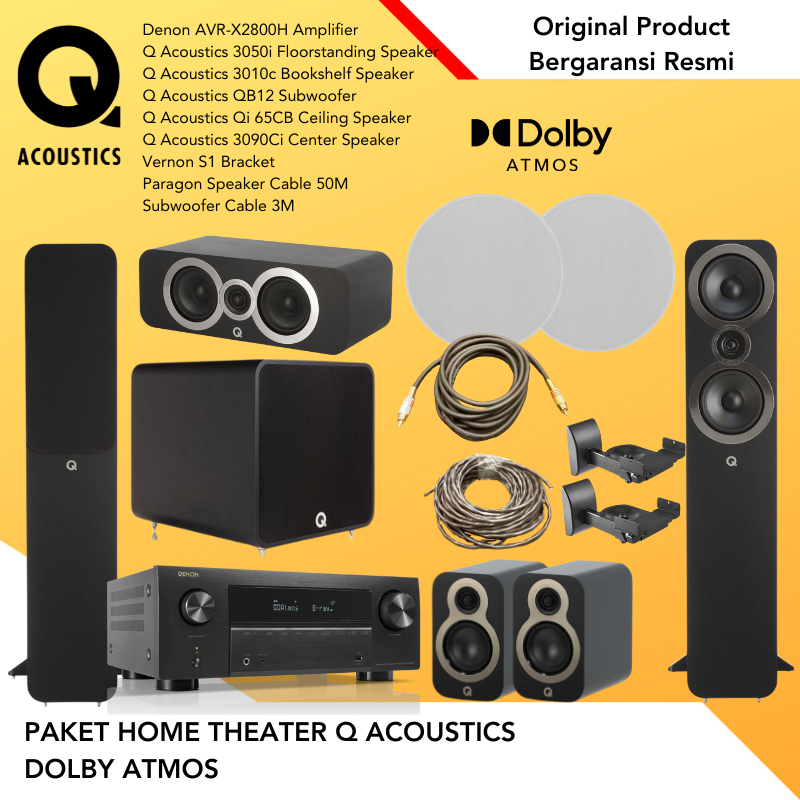 Jual Paket Home Theater Dolby Atmos Q Acoustics 3050i 3010C QB12 Qi65Cb 3090Ci denon AVRX2800H ...
