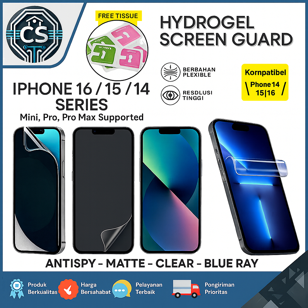 Jual ClickStation Hydrogel Anti Gores iPhone 16 / 15 / 14 Series | Clear / Matte / Blueray ...