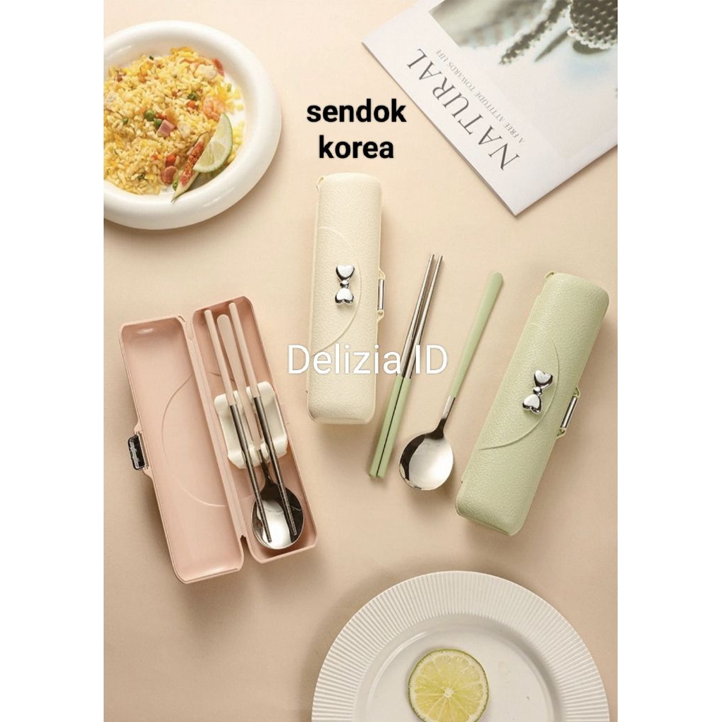 Jual SENDOK KOREA 3in1 Set Alat Makan Sendok Garpu Sumpit dengan Kotak ...