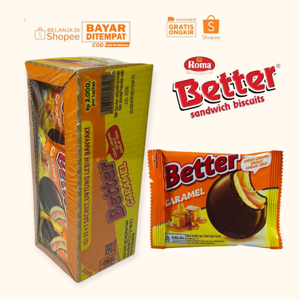Jual BETTER BISKUIT SANDWICH RASA CARAMEL 1 BOX 10+1 SACHET | Shopee ...