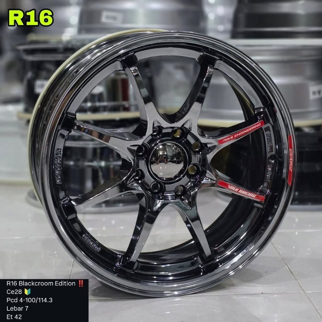 Jual velg rays ce28 ring 16 black chrome untuk brio agya calya jazz yaris mobilio freed avanza ...