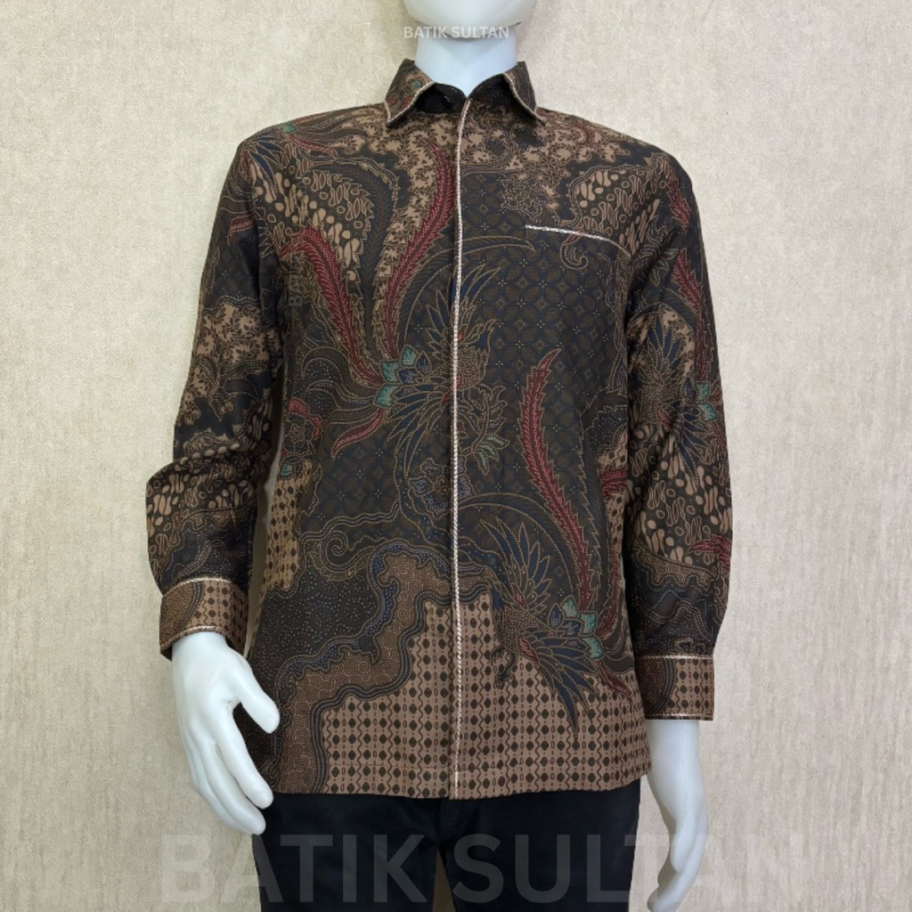 Jual Kemeja Batik Pria Lengan Panjang Reguler Fit Kain Katun Sogan ...