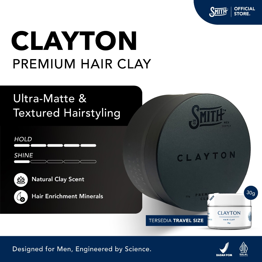 Jual SMITH - Clayton Hair Premium Clay 55gr | Clay Rambut Pria | Pomade ...