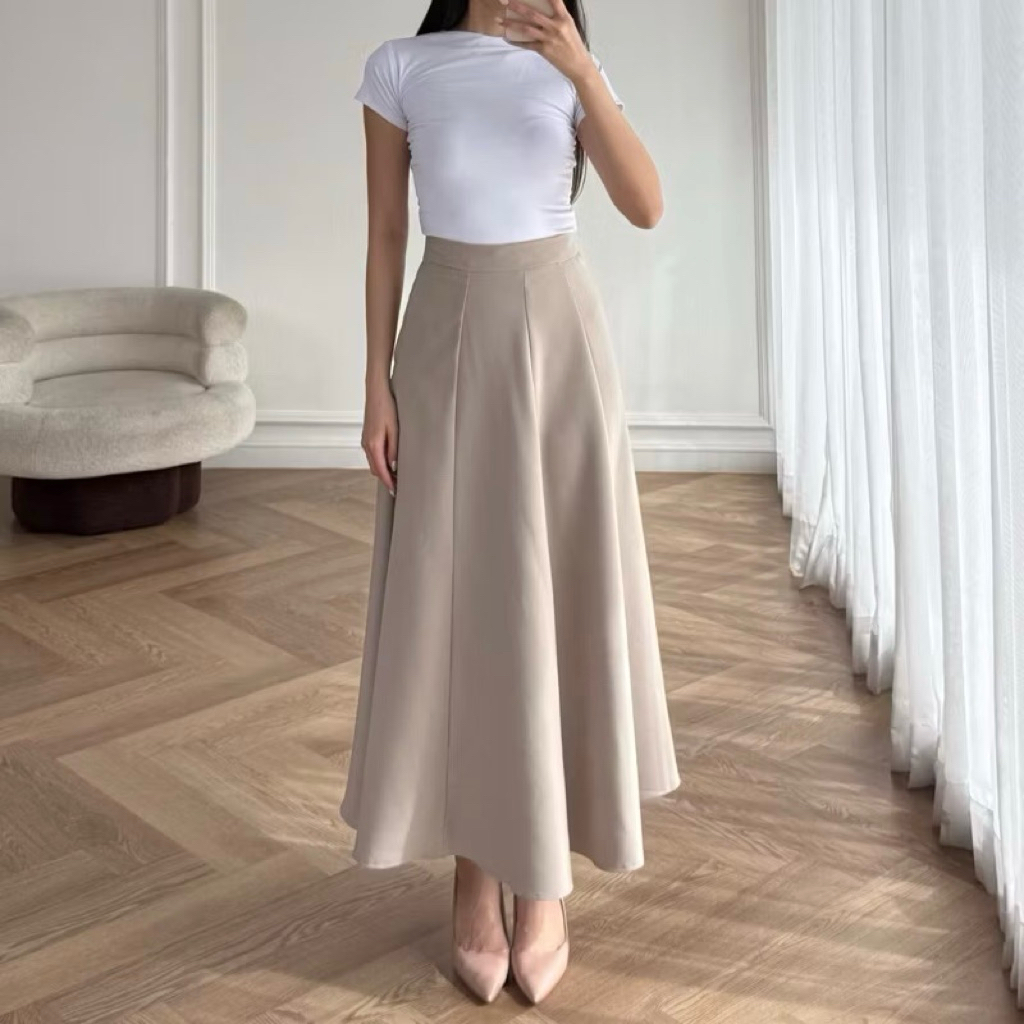 Jual Rok Panjang Wanita Scuba Premium Elegan Kekinian - Rok Maxi Nyaman ...