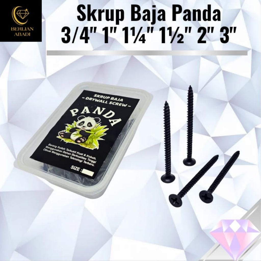 Jual SKRUP Baja Sekrup Gypsum PANDA 3/4" 1" 1¼" 1½" 2" 3" | Shopee ...