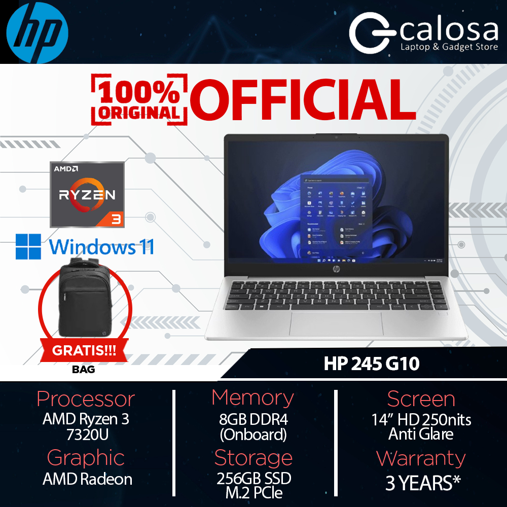 Jual Laptop HP 245 G10 Ryzen 3 8GB RAM 256GB SSD 14" HD Windows 11 ...