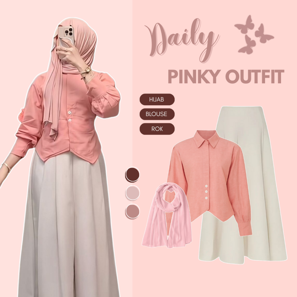 Jual Setelan One Set Elegan | Atasan Linen, Rok Mayung, Pashmina | Look ...