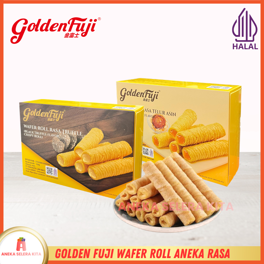 Jual Golden Fuji Wafer Roll Salted Egg Yolk & Black Truffle Flavour ...