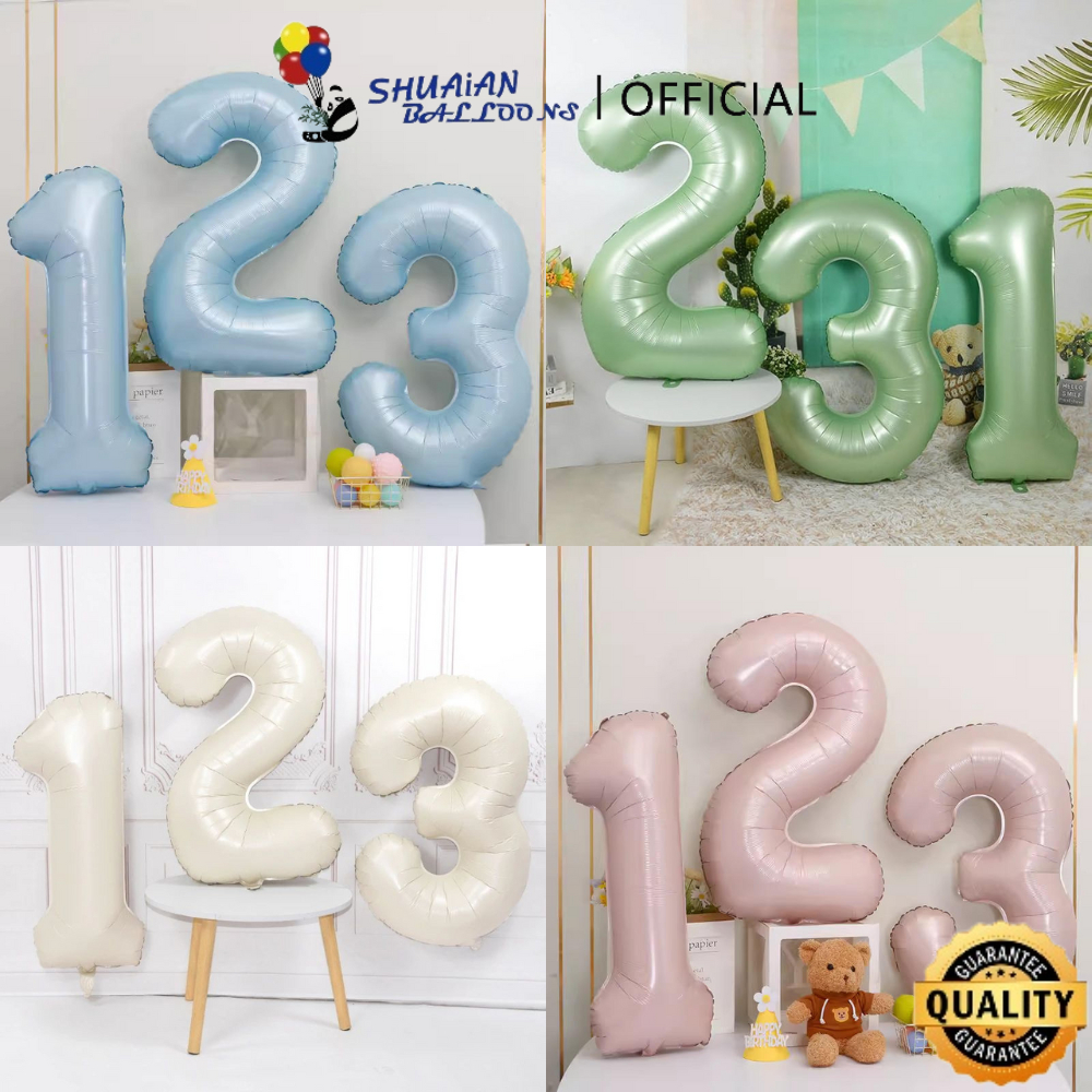 Jual SHUAIAN Balon Foil Jumbo Angka 32Inch Warna Pink Biru Pastel Hijau ...