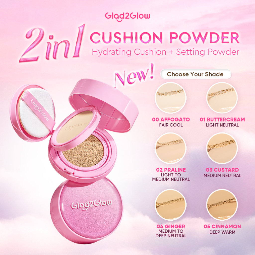 Jual [ New launch | 100% Ori ] Glad2Glow 2in1 Cushion Powder Perfect Pair cover cushion refill ...