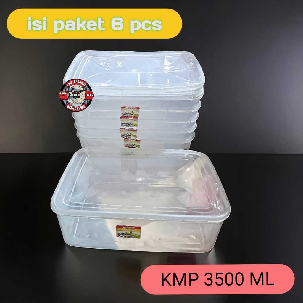 Jual ( isi 6 pcs ) Food Box 3500ml Plastik / Toples Kotak Makanan KMP ...