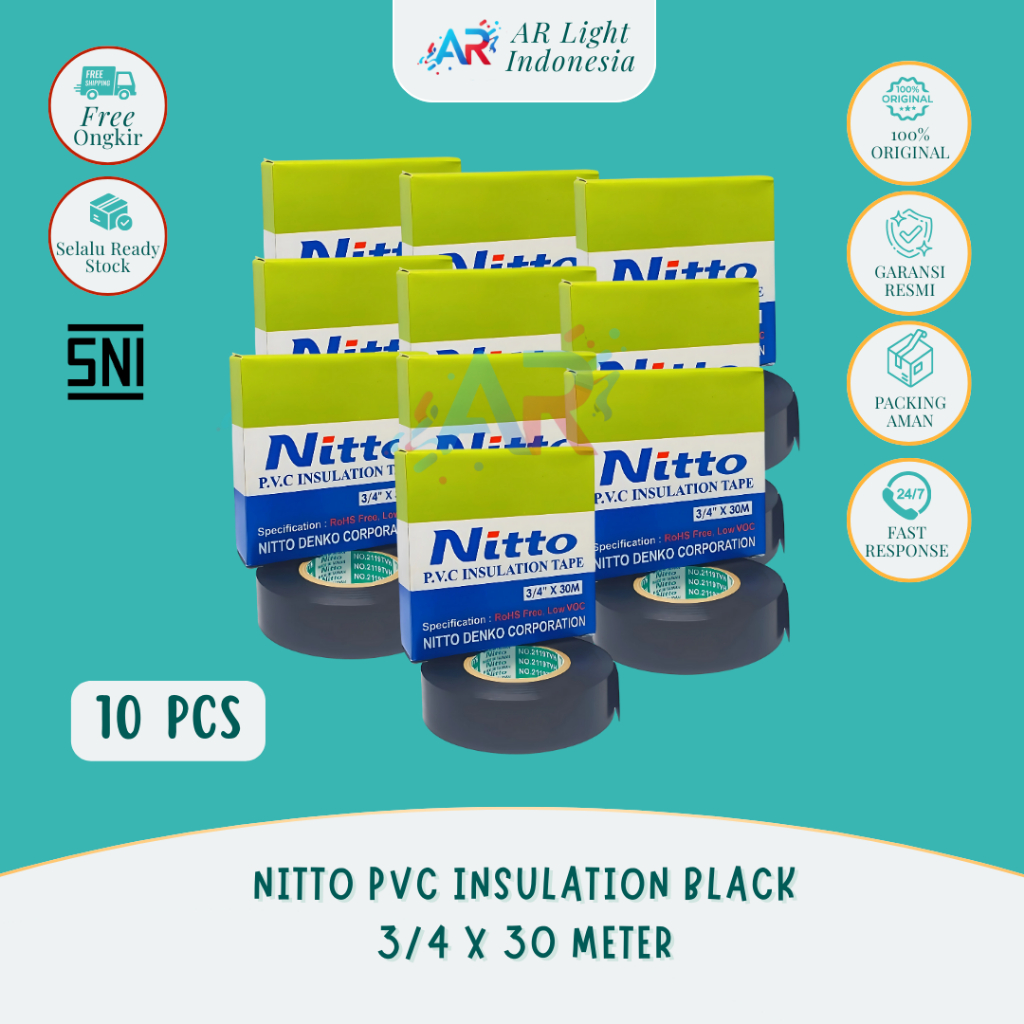 Jual [PROMO] PAKET HEMAT 10 PCS LAKBAN LISTRIK NITTO | PVC Insulation ...