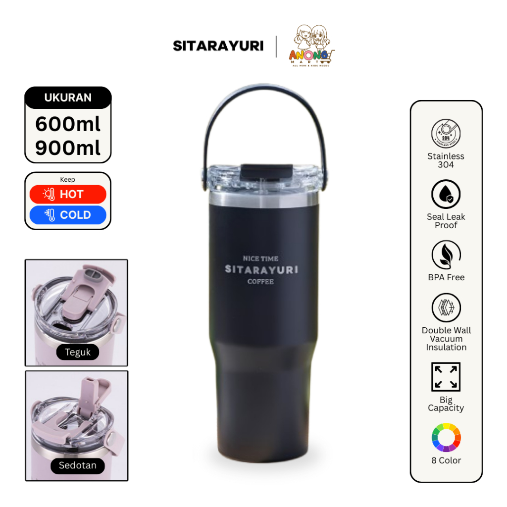 Jual SITARAYURI Tumbler Cup Mobil ZF003-4 600ml & 900ml w/ Top Soft ...
