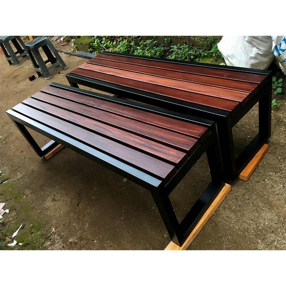 Jual Bangku Panjang Kursi Taman Long Chair Besi Kayu Solid Tempat Duduk ...