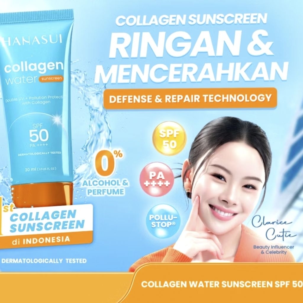 Jual HANASUI COLLAGEN WATER SUNSCREEN SPF30PA+++ & SPF50PA ...