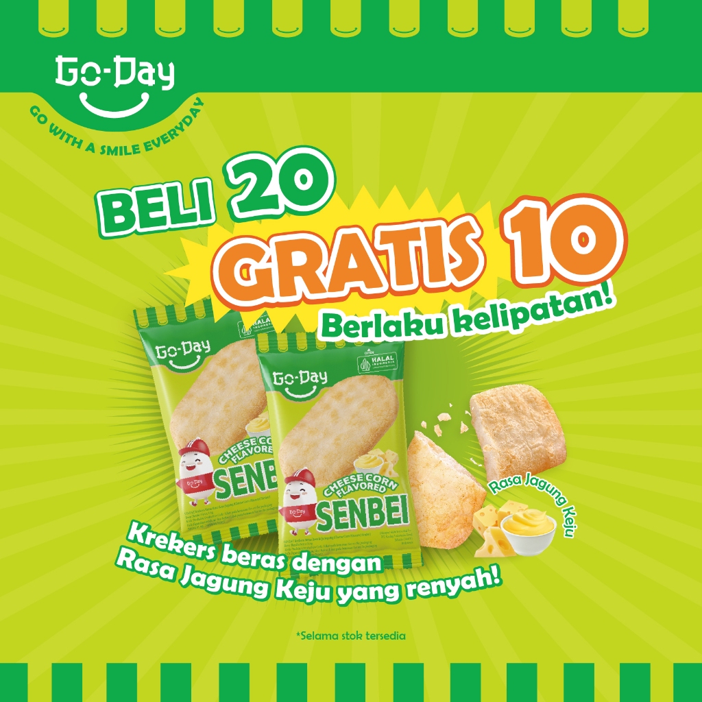Jual Go-Day Go-Rice Krekers Beras Rasa Keju Jagung Isi 10, 15, 20, 30 ...