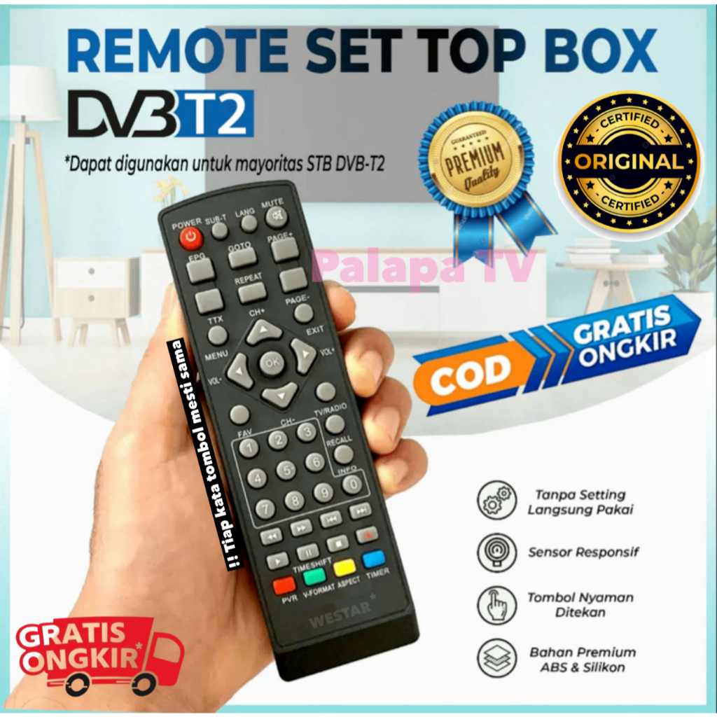 Jual Remote STB DVB T2 / Remote Set Top Box TV Digital / Set Top Box ...