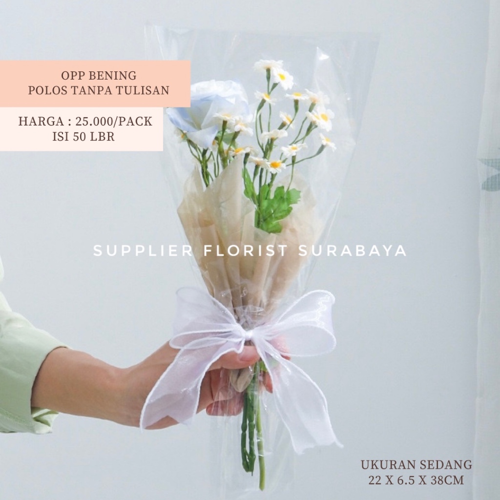 Jual [1 PACK ISI 50 LEMBAR] PLASTIK OPP BENING KECIL 22CM DAN TULISAN ...