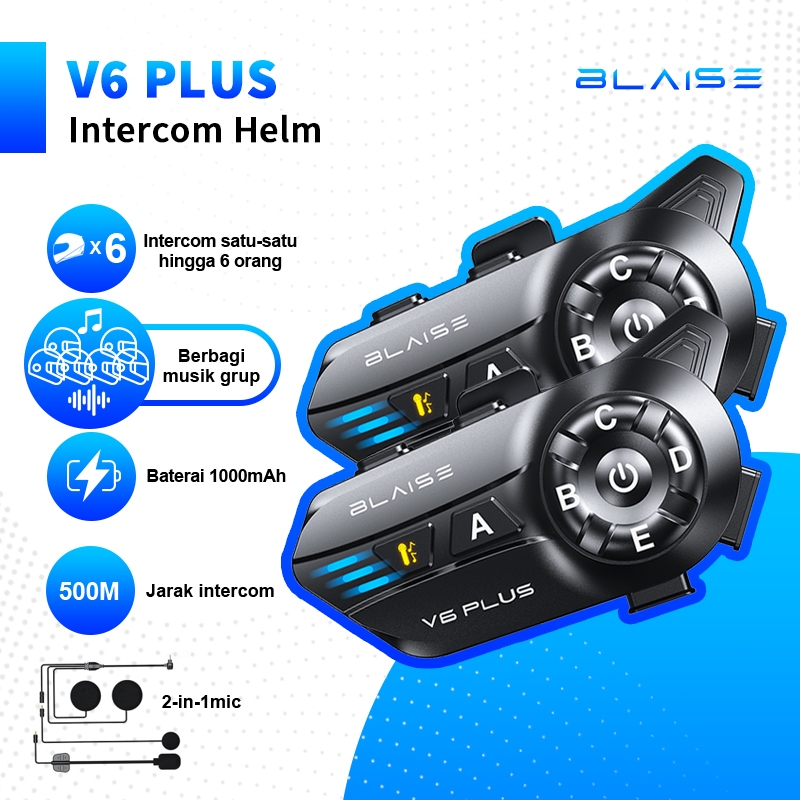 Jual BLAISE V6 Plus Headset Helm Interkom 6 Riders Musik Sharing ...