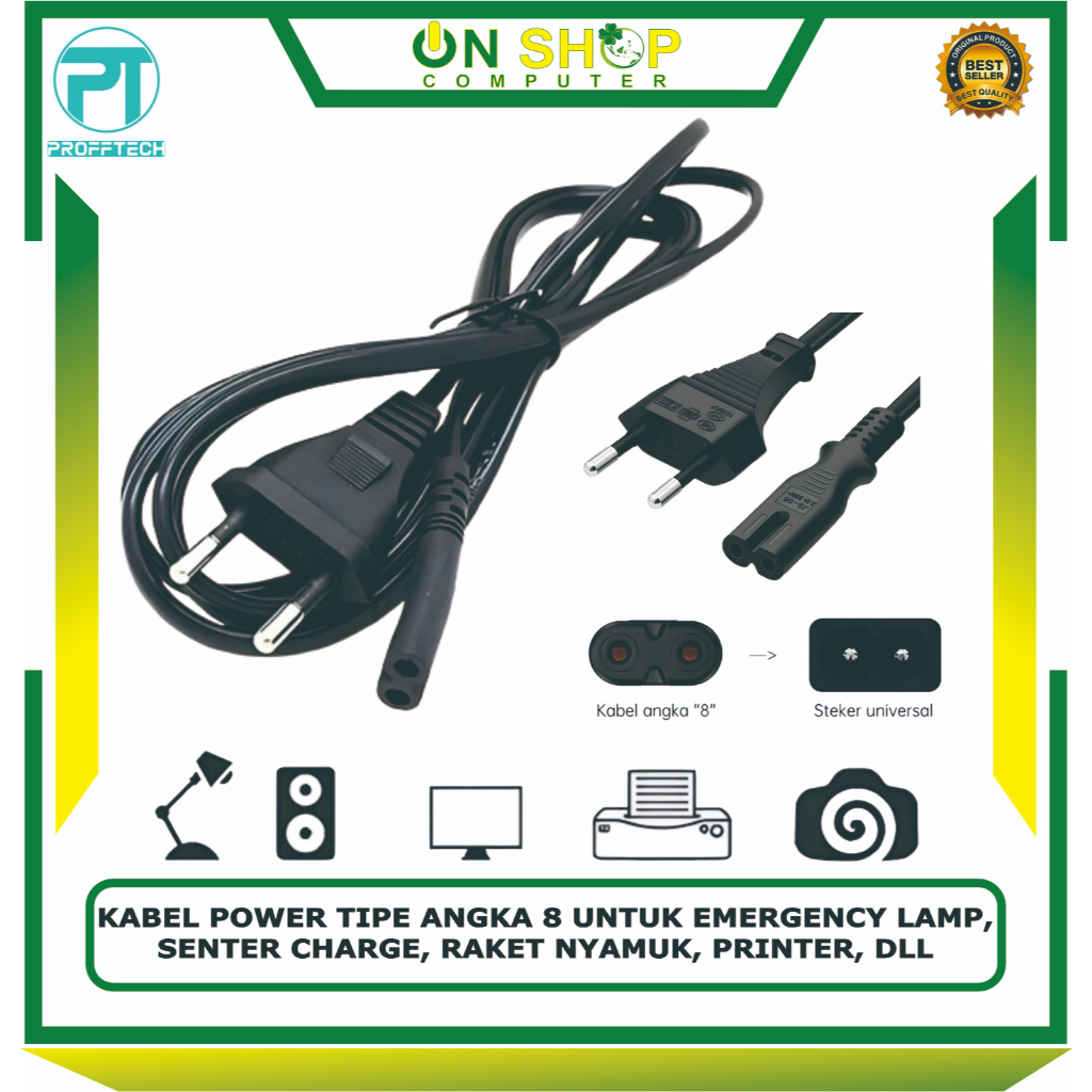 Jual Kabel AC Power Listrik Colokan Jack Angka 8 Adaptor Printer Tape ...
