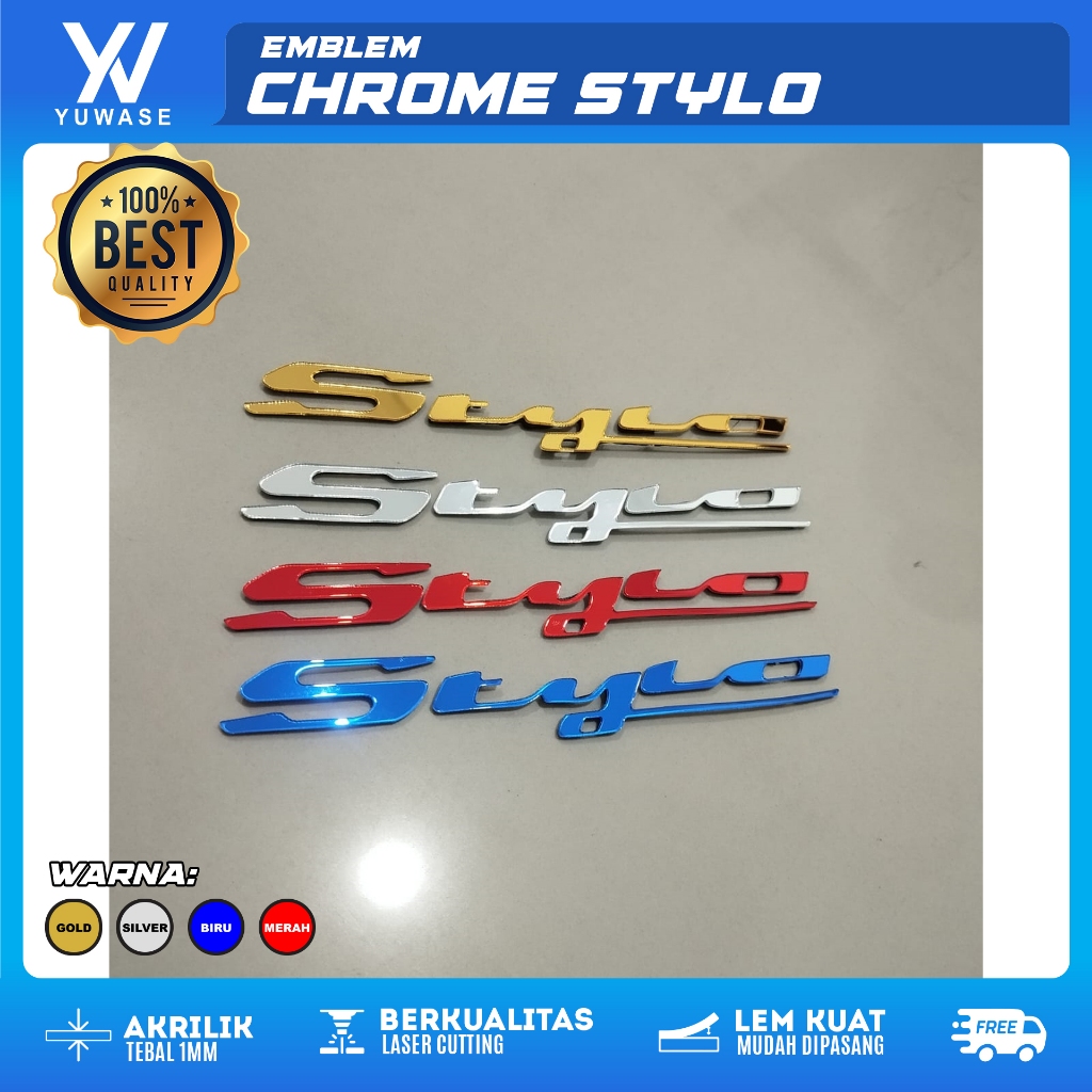 Jual Emblem Stylo Akrilik Variasi Motor – Merah Biru Gold Silver ...