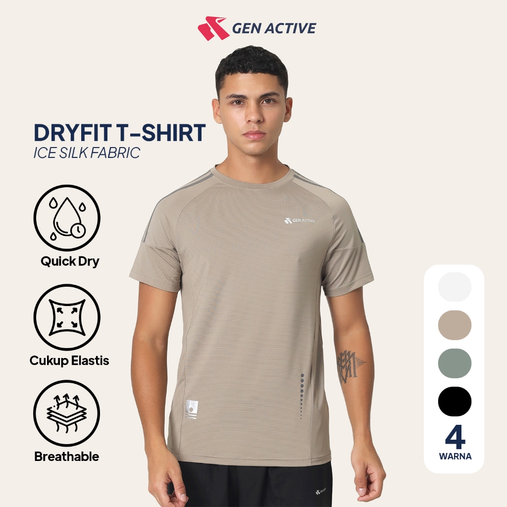 Jual Gen Active Kaos Pria Dry Fit Baju Olahraga Cowok Pakaian Running ...