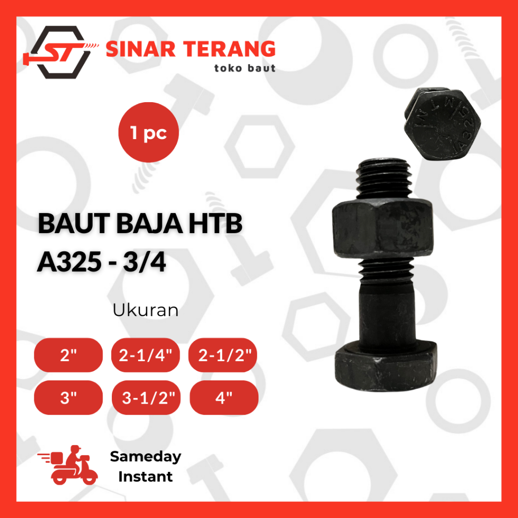 Jual Baut Mur Baja HTB A325 3/4" x 1 1/2" - 2" - 2 1/2" - 3" - 3 1/2 ...