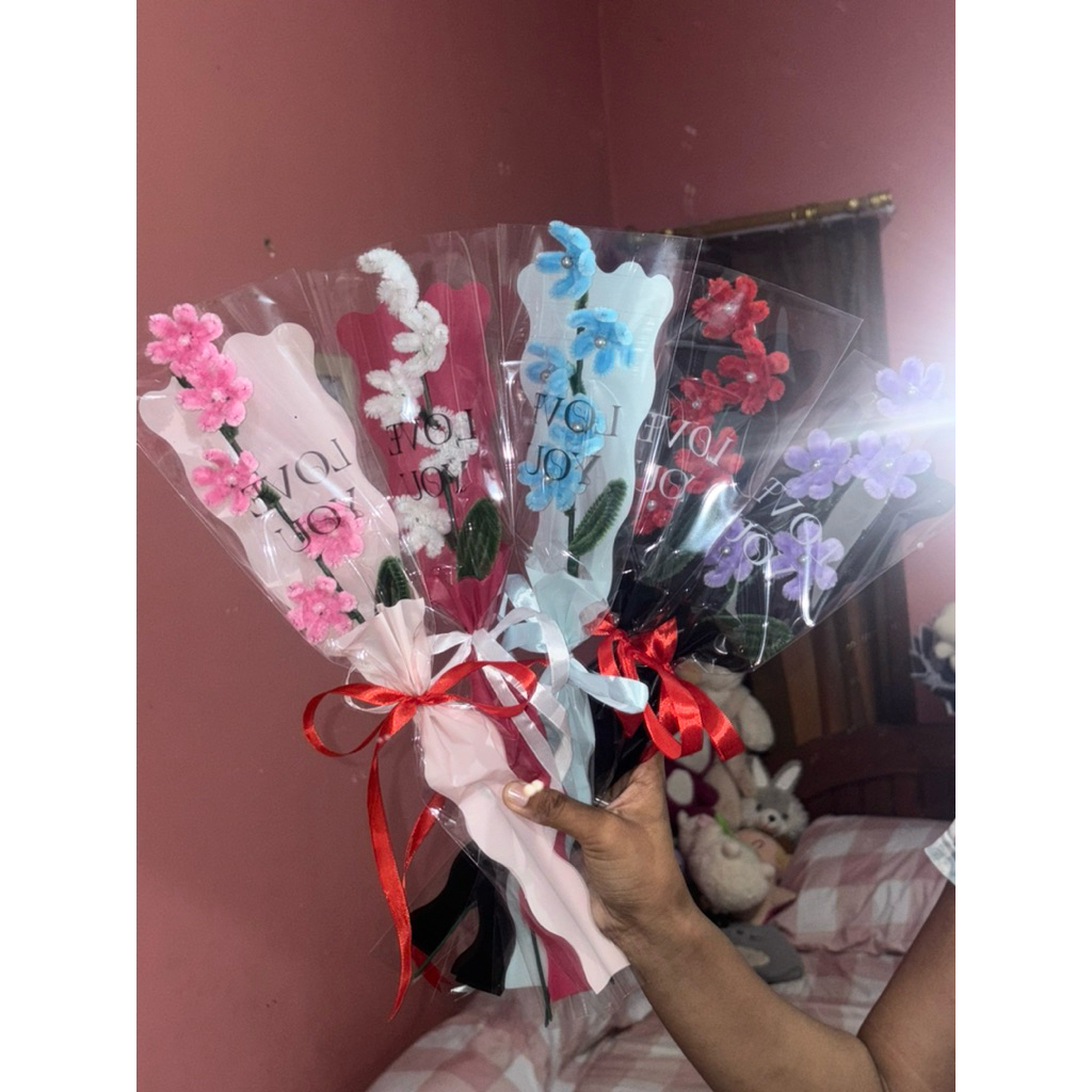 Jual Buket Single Bunga Kawat Bulu (mini daisy 5 bunga 1 tangkai ...